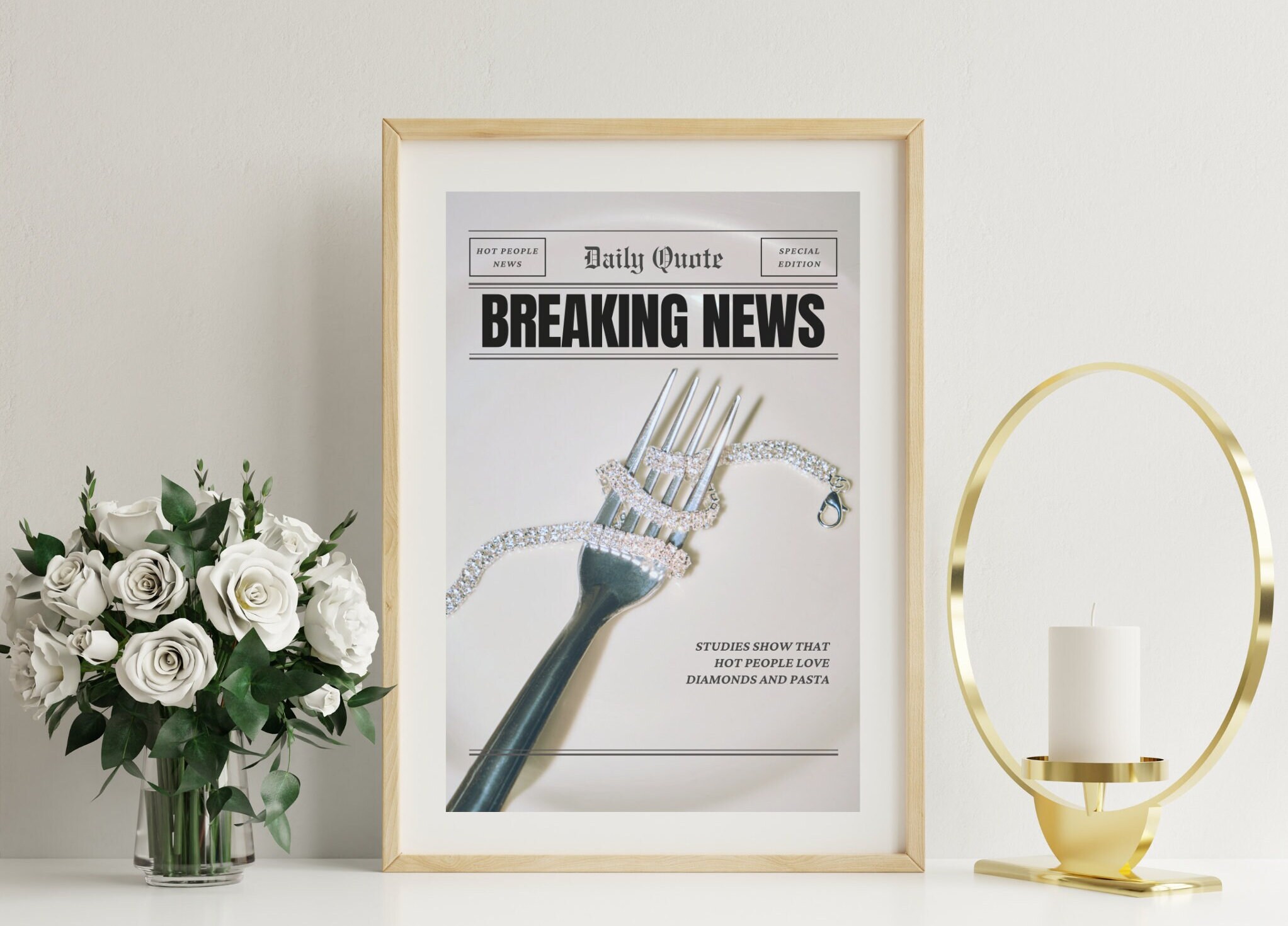 Kitchen Art Print | Newspaper Wall Art | Quirky Wall Decor | Newspaper ...