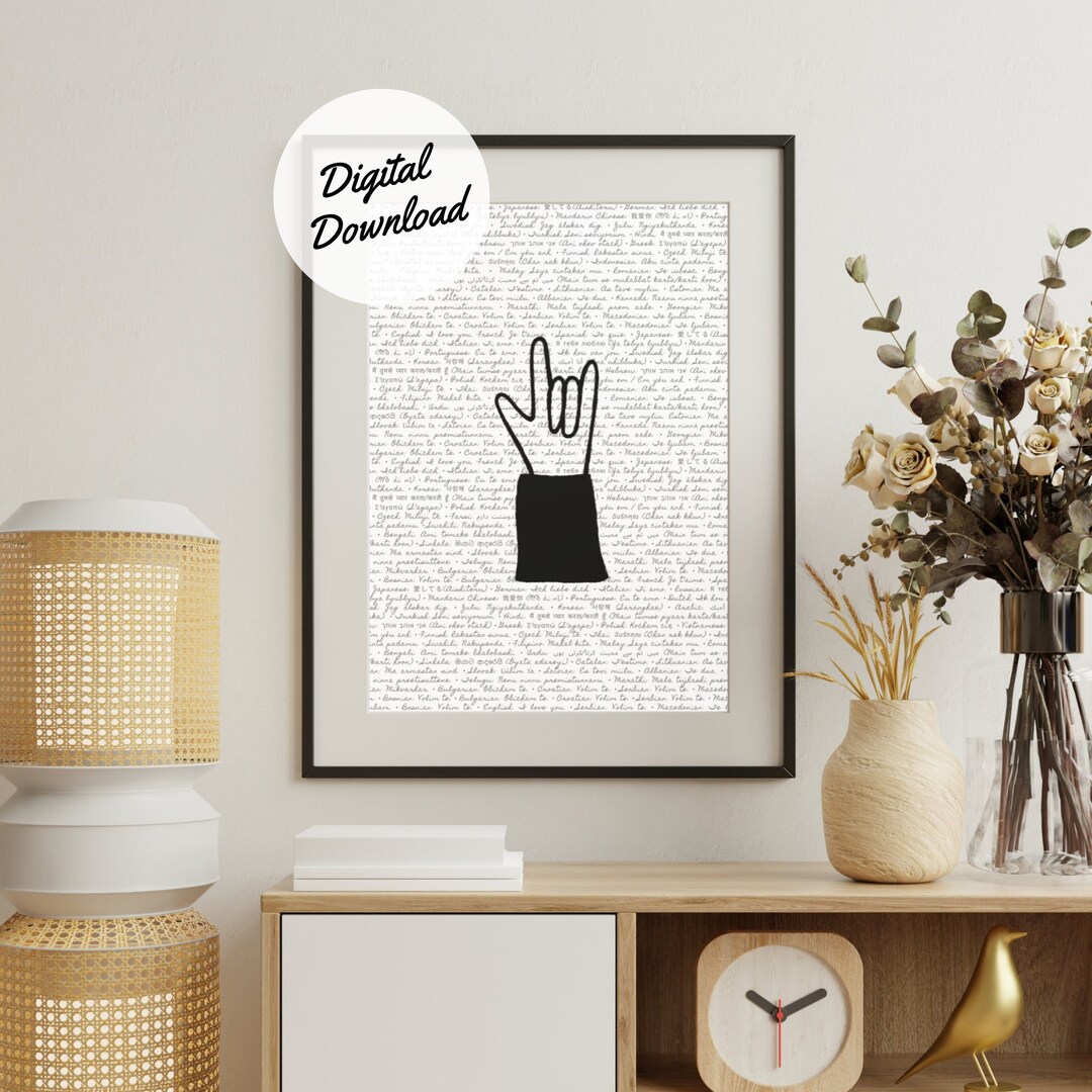 I Love You DIGITAL Print ASL Wall Art Typography Decor Printable Poster ...