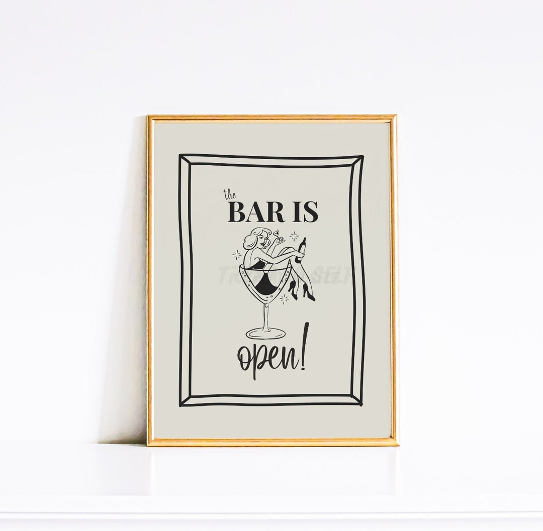 Vintage Bar Poster | Bar Cart Wall Art | Pin up Girl Print | Bar Wall ...