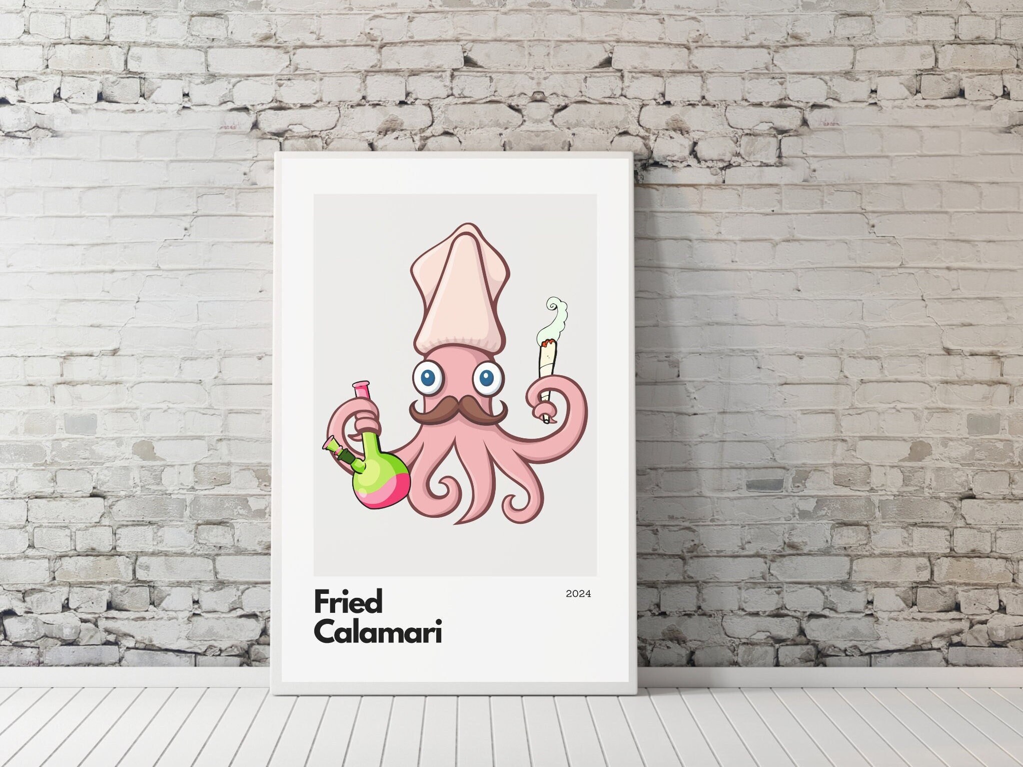 Funny Stoner Art | Seafood Poster | Squid Art | 420 Poster | Quirky ...