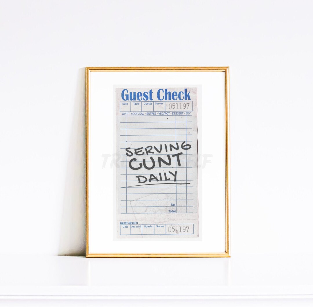 Funny Guest Check Print | Guest Check Poster | Quirky Kitchen Posters ...