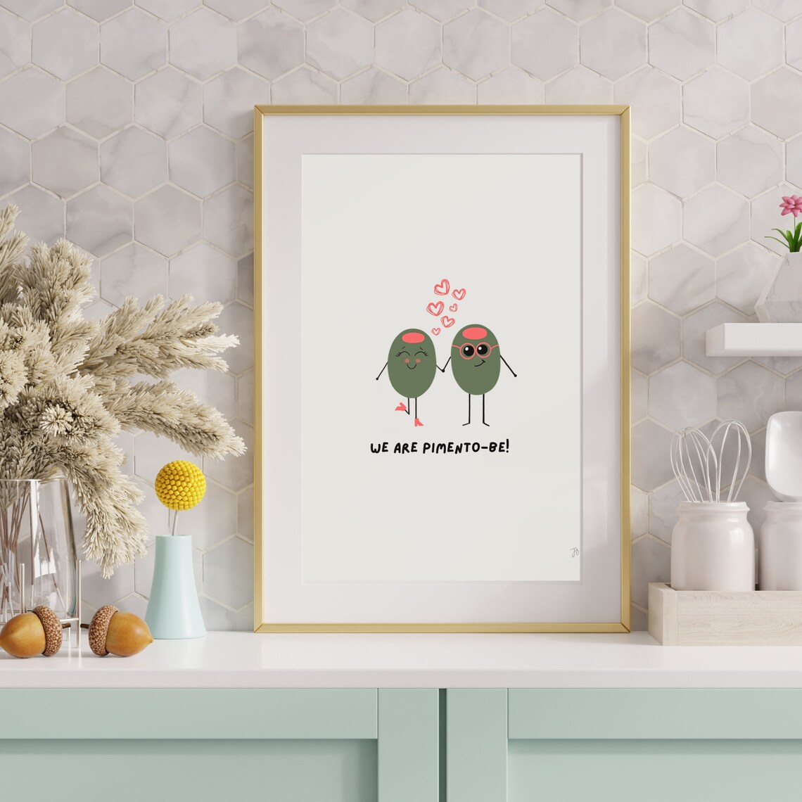 Cute Olive Print Cheeky Kitchen Poster Martini Wall Art Bar Cart Poster ...