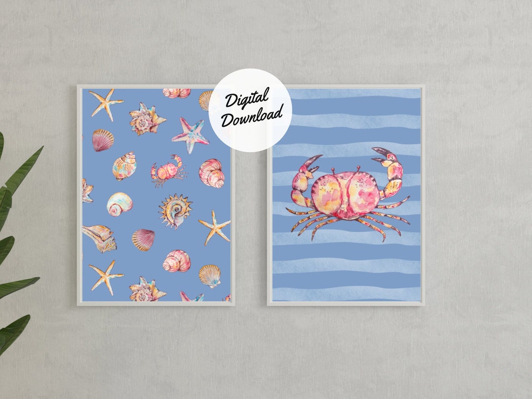 DIGITAL BUNDLE Beachy Wall Art Beachy Print Beachy Wall Decor Seashell ...