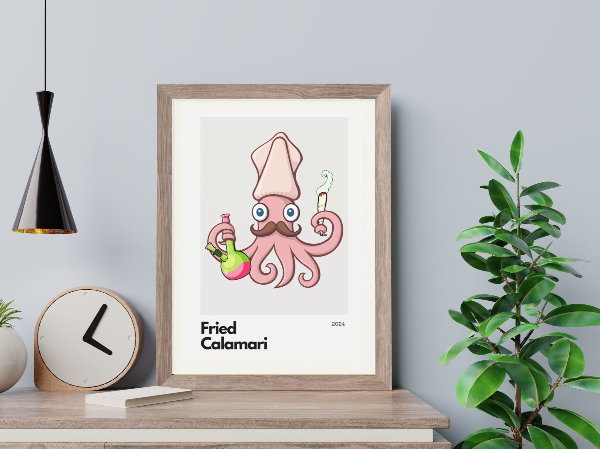 Funny Stoner Art | Seafood Poster | Squid Art | 420 Poster | Quirky ...