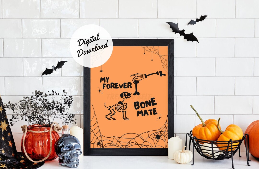 DIGITAL DOWNLOAD Bone Mate Skeleton Dog Print 2024 Halloween ...