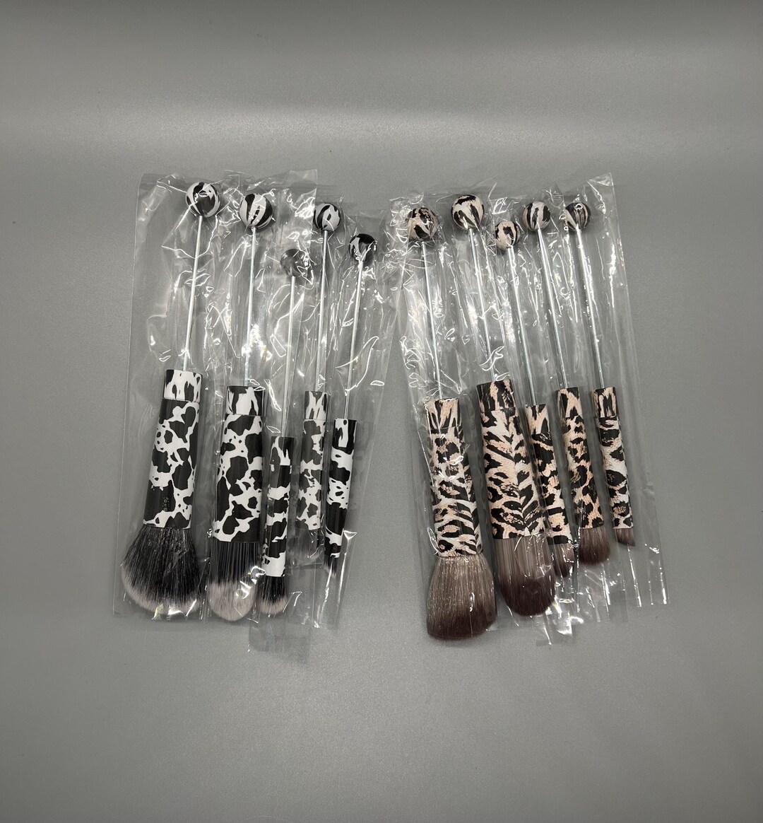 Beadable Makeup Brushes 5 Pc. Set Cheetah Cow Print for DIY Ideas and ...