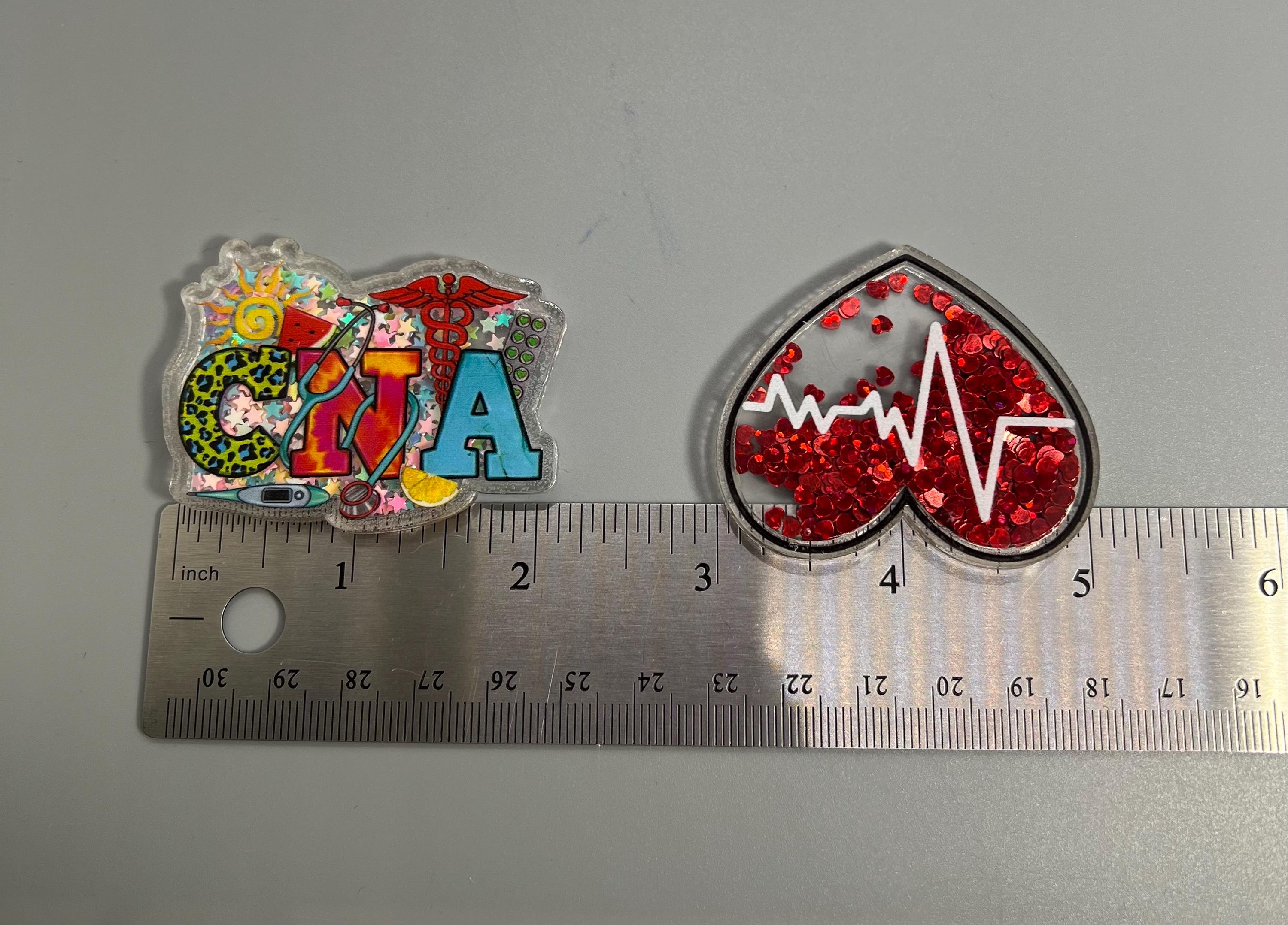 Flatback One Sided Shaker Acrylics Medical Heart Pharmacy CNA Nurse ...