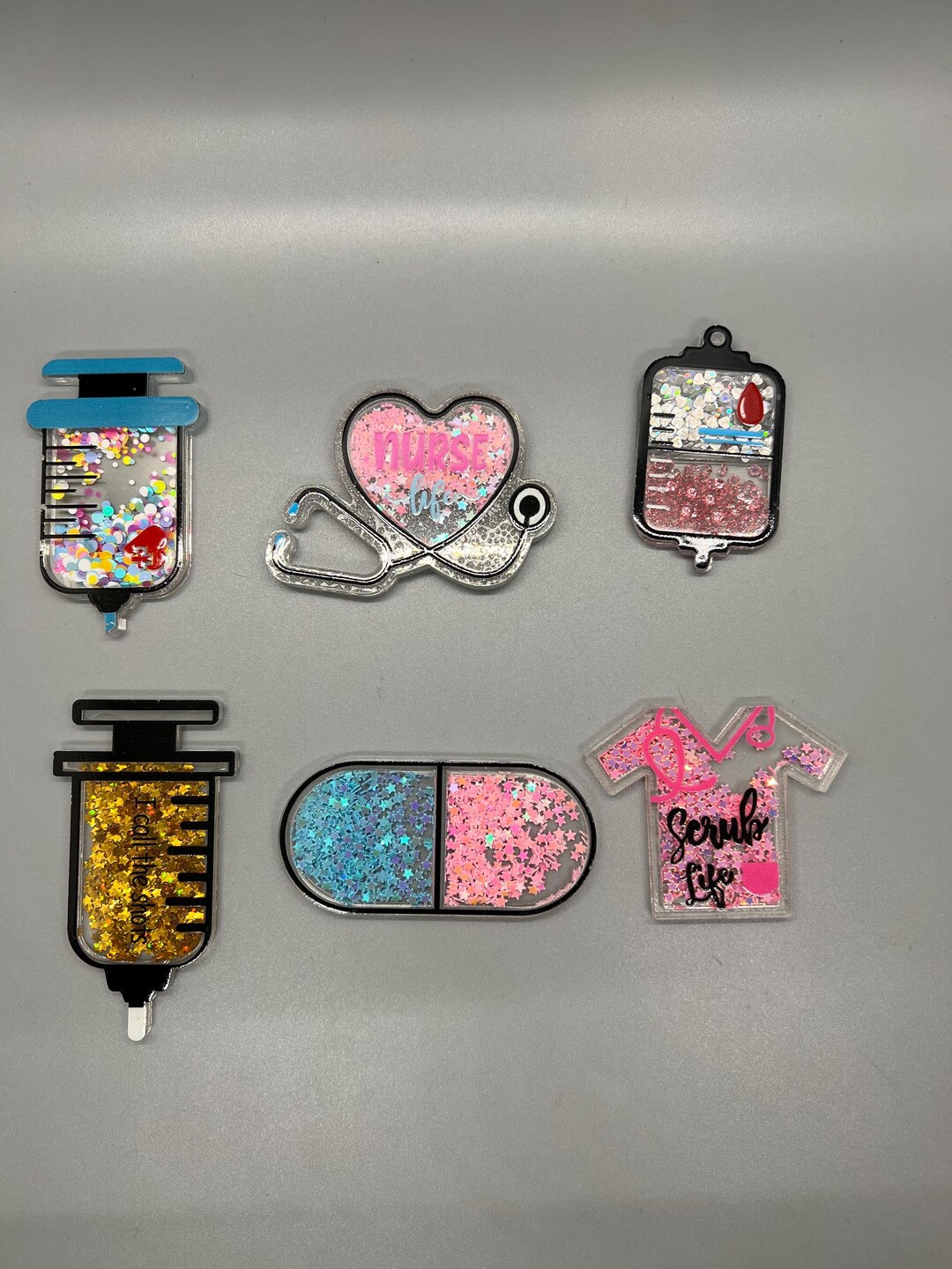 Flatback One Sided Shaker Acrylics Medical Shot Nurse Life IV I Call ...