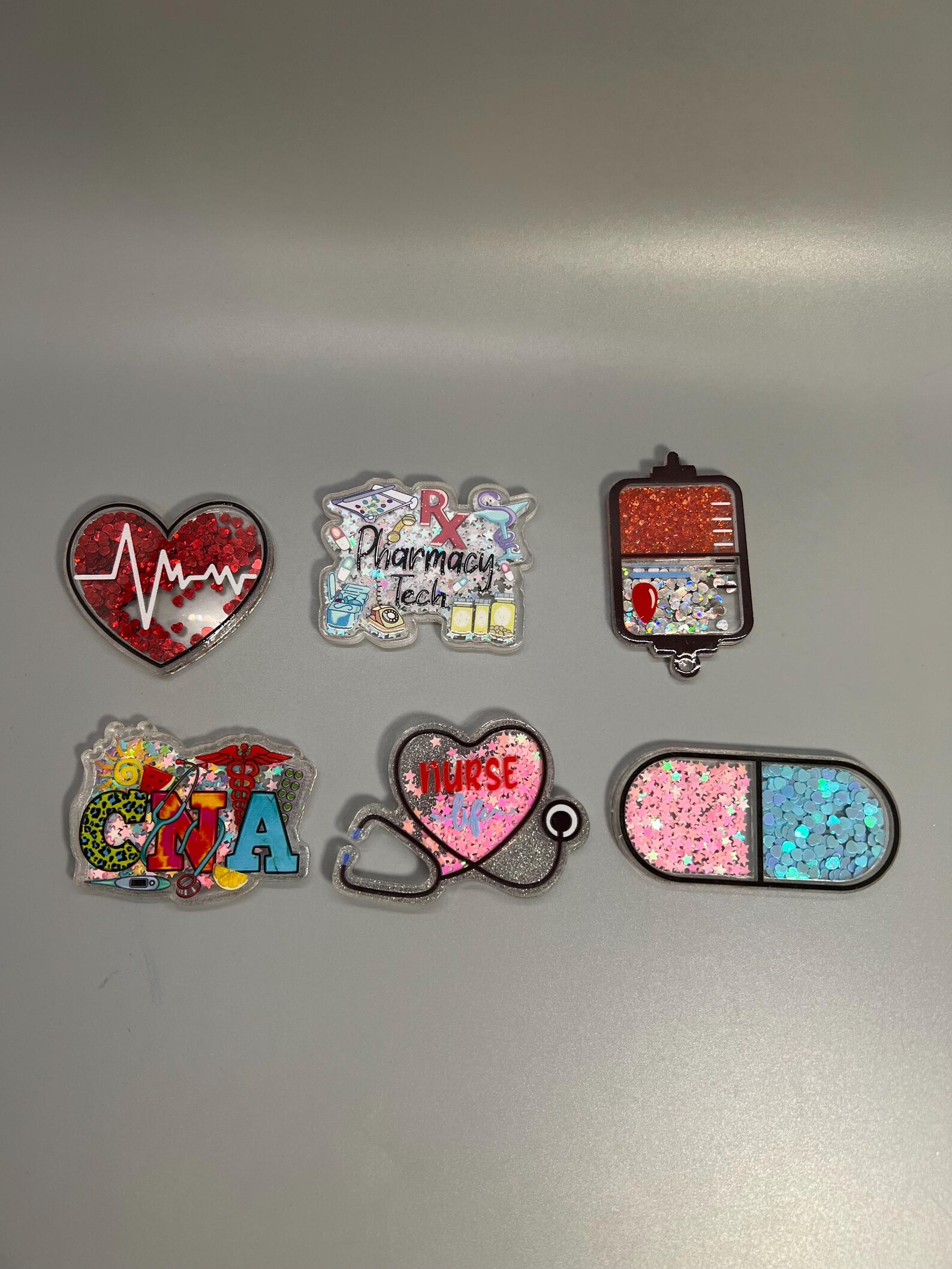 Flatback One Sided Shaker Acrylics Medical Heart Pharmacy CNA Nurse ...