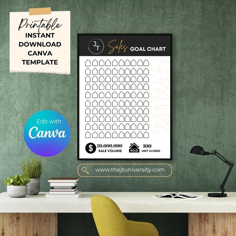 100-unit Sales Chart 2024 | Real Estate Goal Chart | Printable Real ...