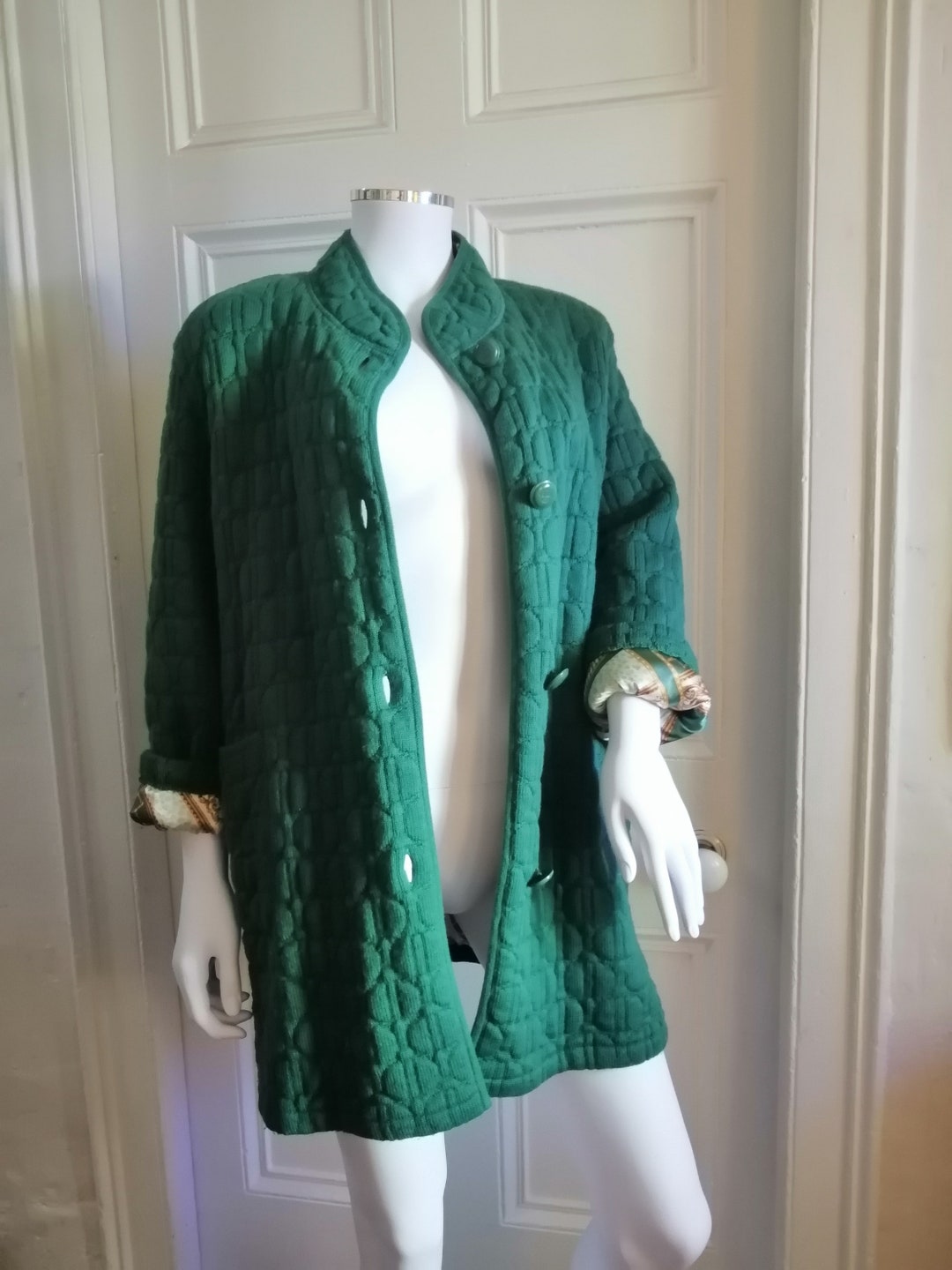 Vintage 80s Reversible Green/ Chain Print Jacket M - Etsy