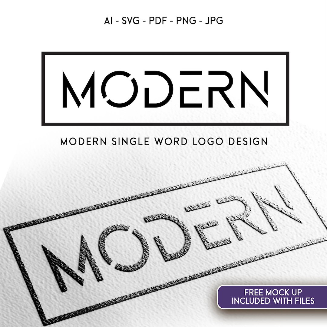 MODERN Single Word Logo Design (free Mock up Included With Purchase) - Etsy