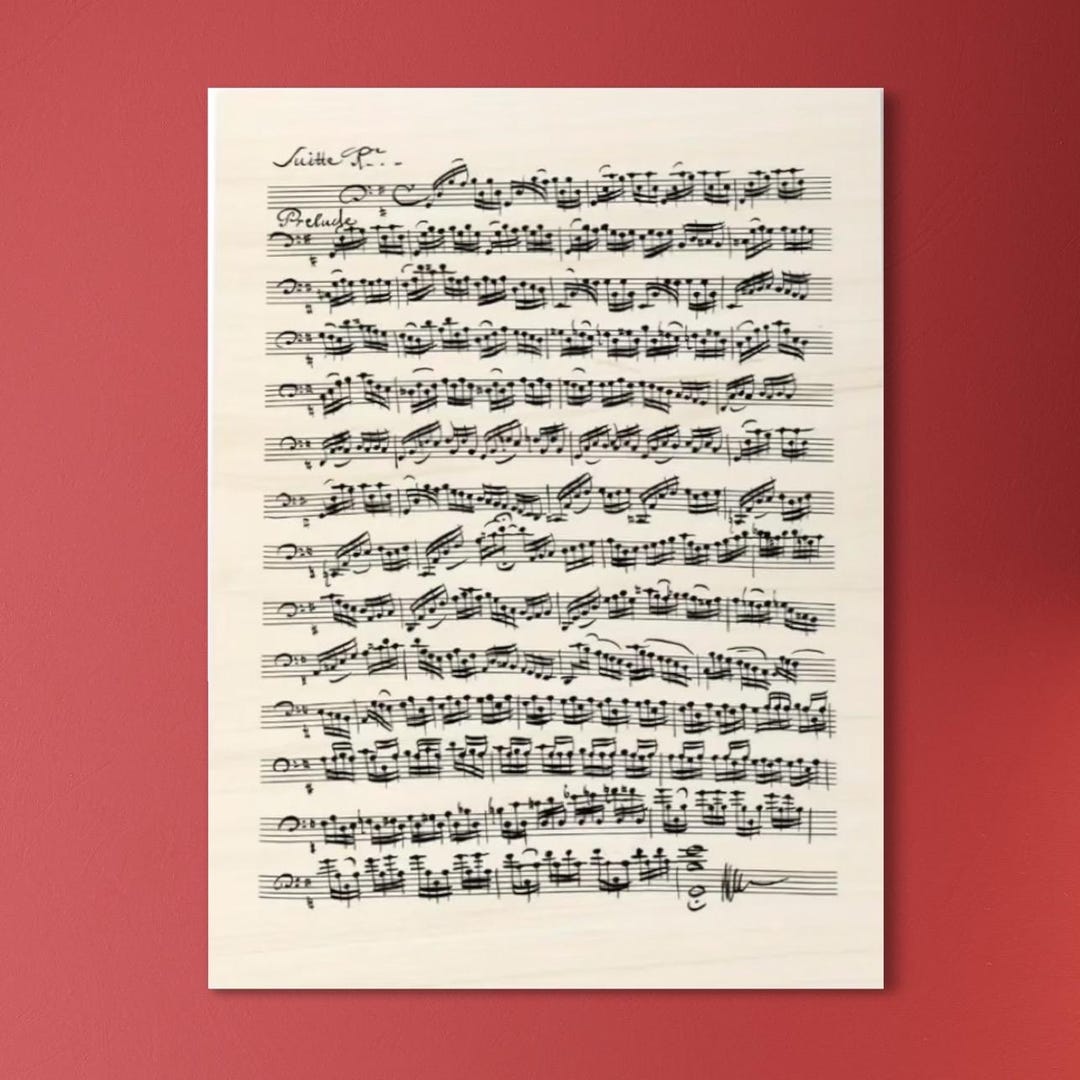Bach Cello Suite 1 - Prelude: Wood Print Wall Art - Classical Music ...