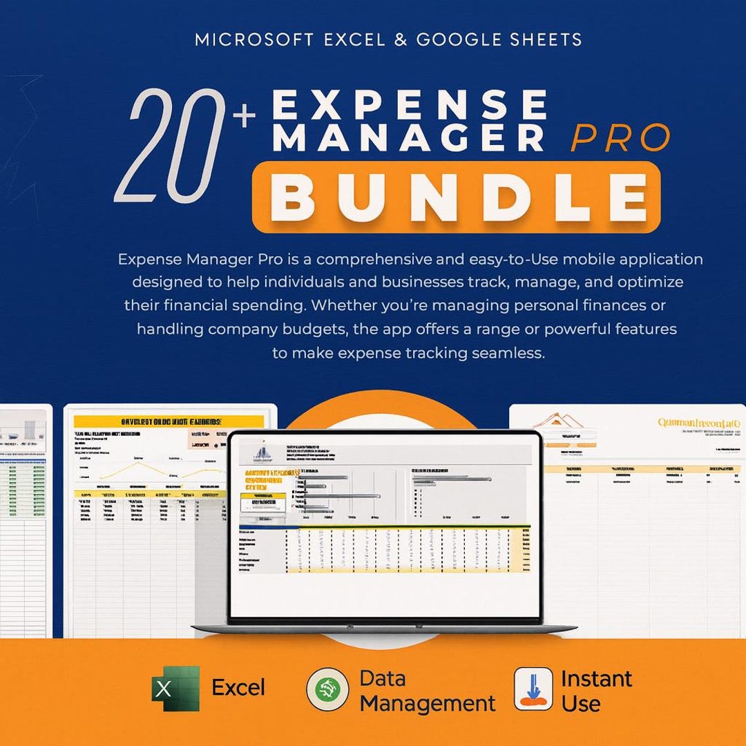 Expense Manager Pro Bundle | Excel & Google Sheets Templates (digital ...