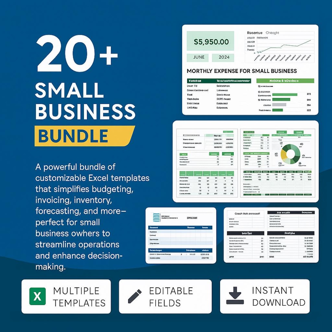 20+ Small Business Excel Templates Bundle | Bookkeeping, Budget ...
