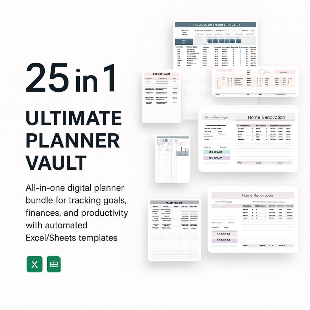 25-in-1 Excel Planner Templates | Budget, Business, Finance ...