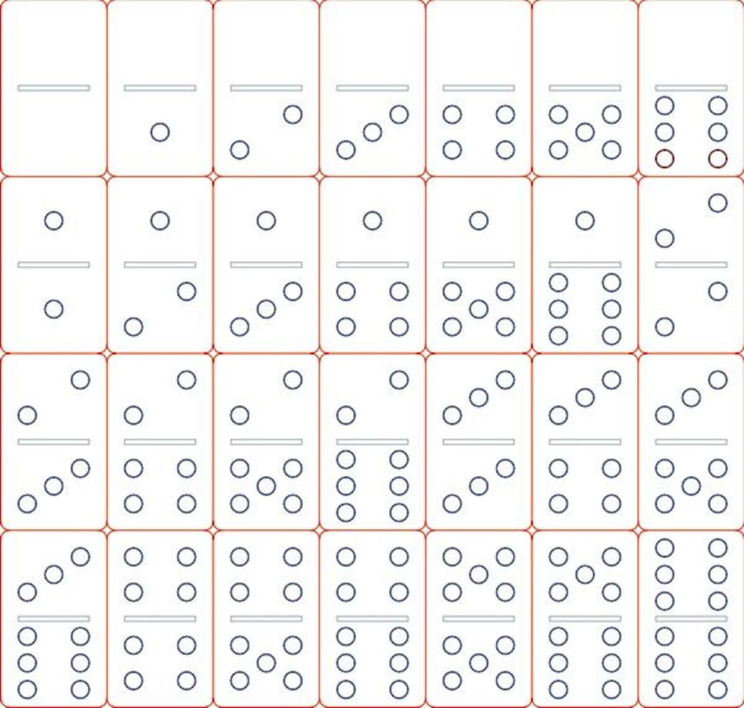 Dominoes Set Vector, Domino Dxf Cutting File. Domino Set Drawings ...