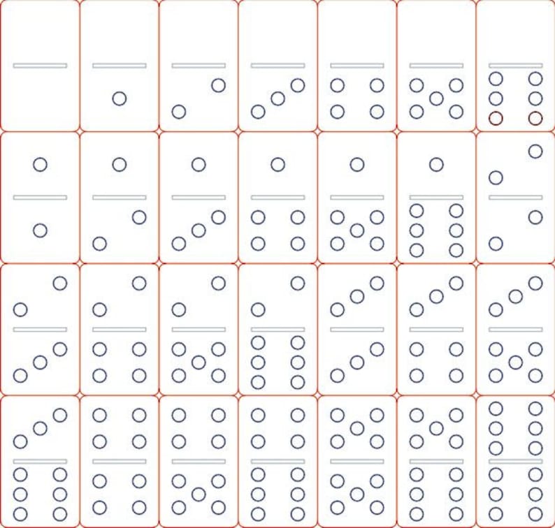 Dominoes Set Vector, Domino Dxf Cutting File. Domino Set Drawings ...