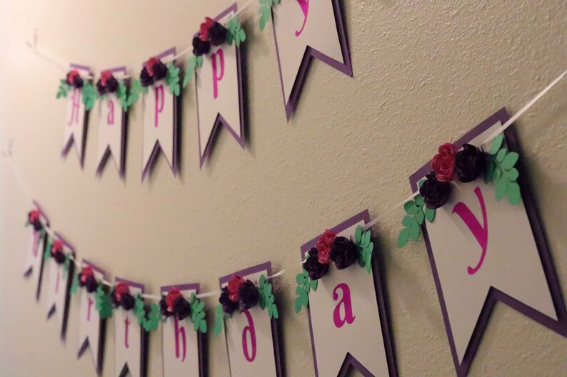 Custom Floral Happy Birthday Banner - Etsy