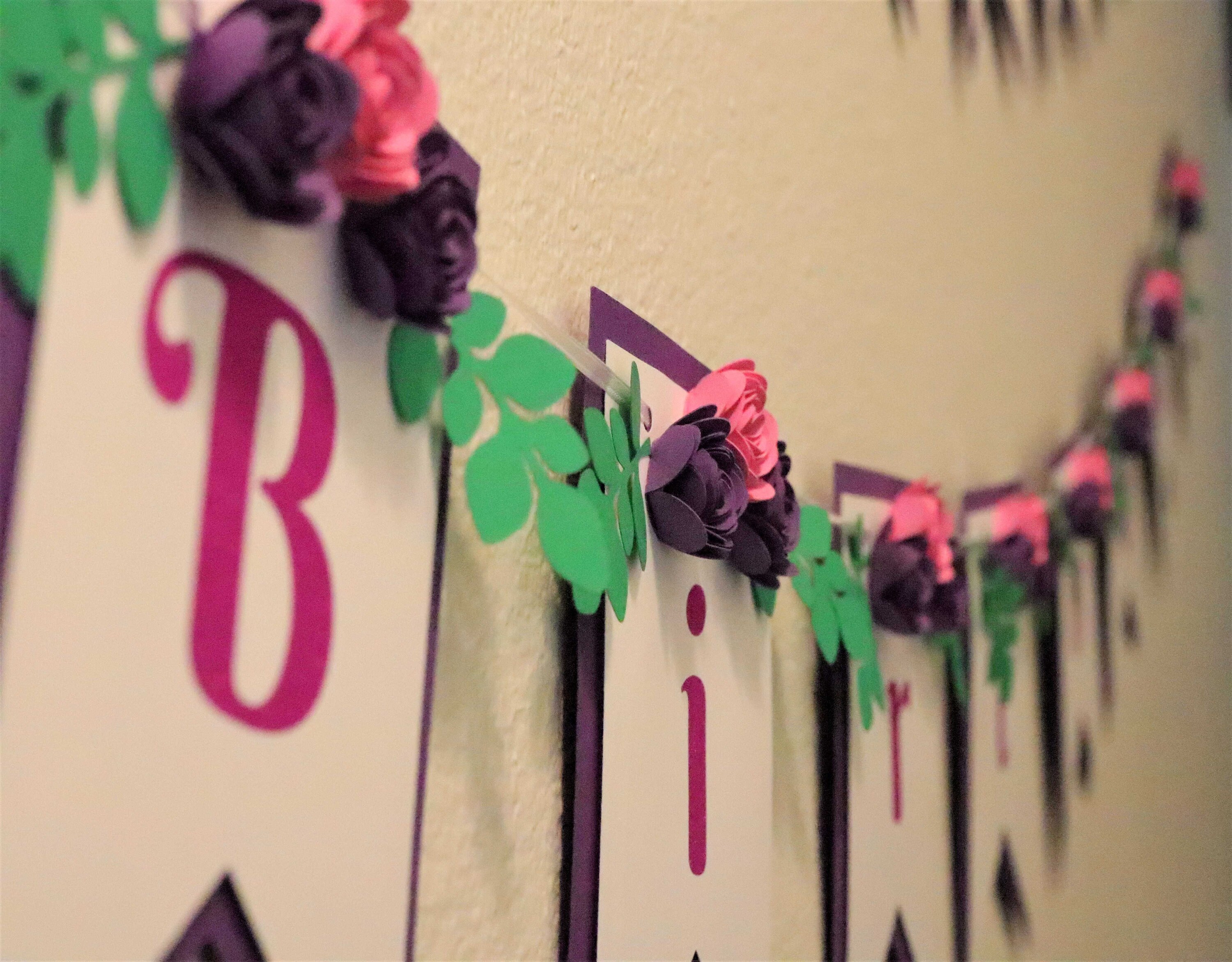 Custom Floral Happy Birthday Banner - Etsy