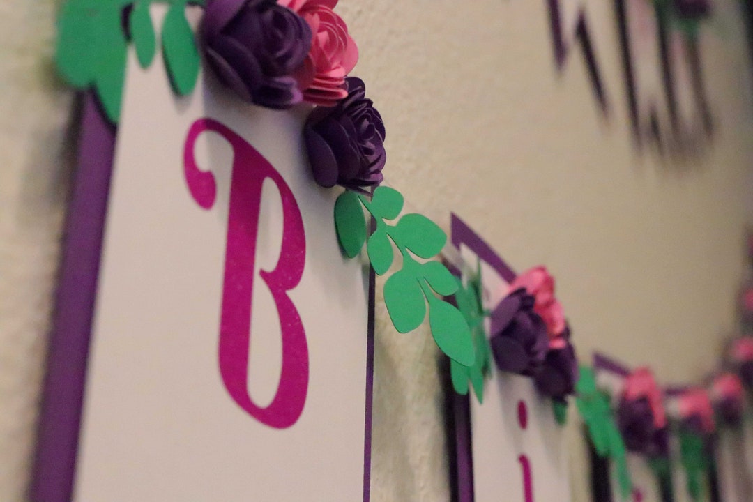 Custom Floral Happy Birthday Banner - Etsy
