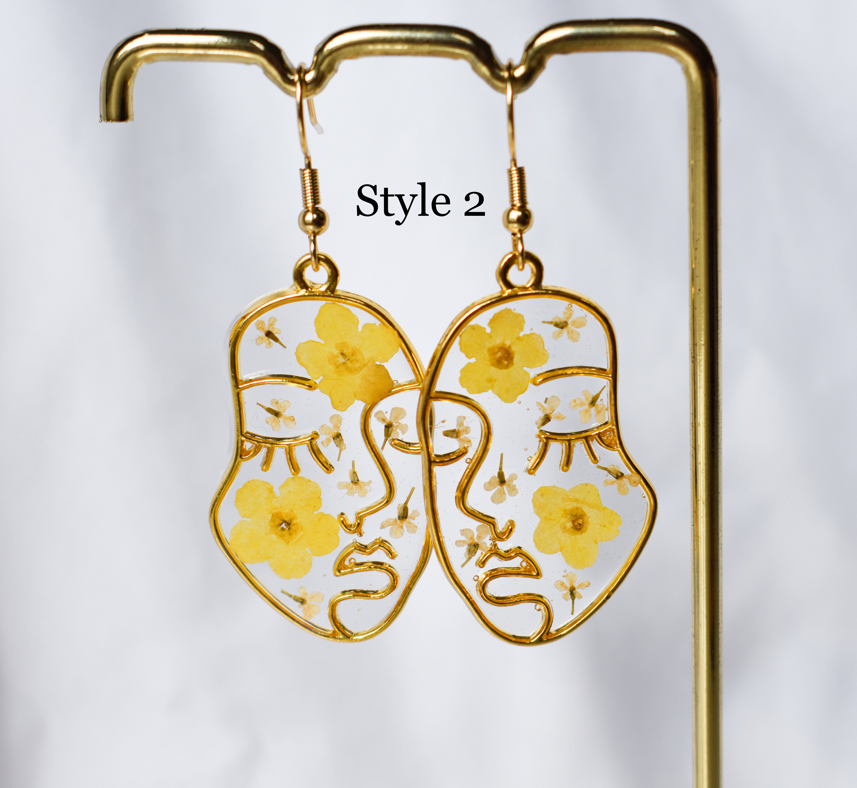 Handmade Bohemian Resin Face Earrings, Modern Abstract Face Earrings ...