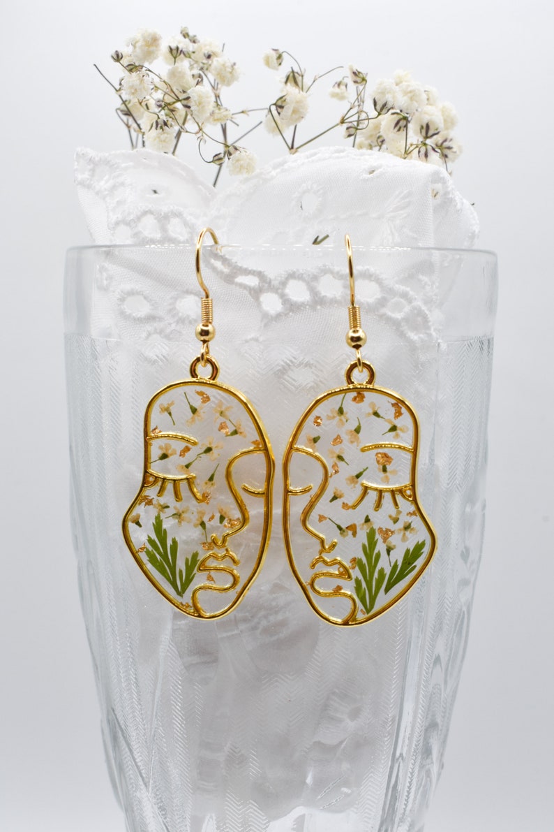 Handmade Bohemian Resin Face Earrings, Modern Abstract Face Earrings ...