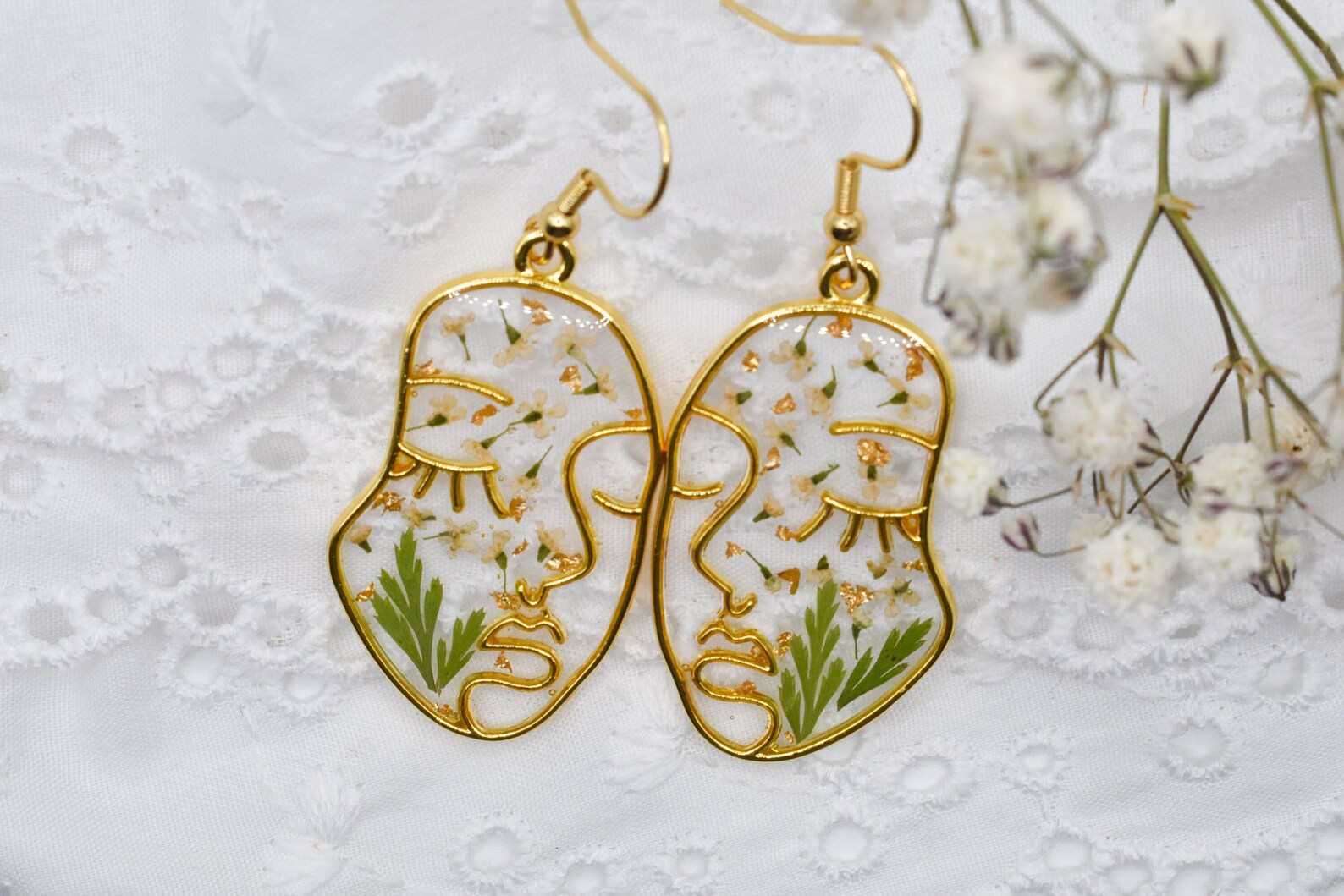 Handmade Bohemian Resin Face Earrings, Modern Abstract Face Earrings ...