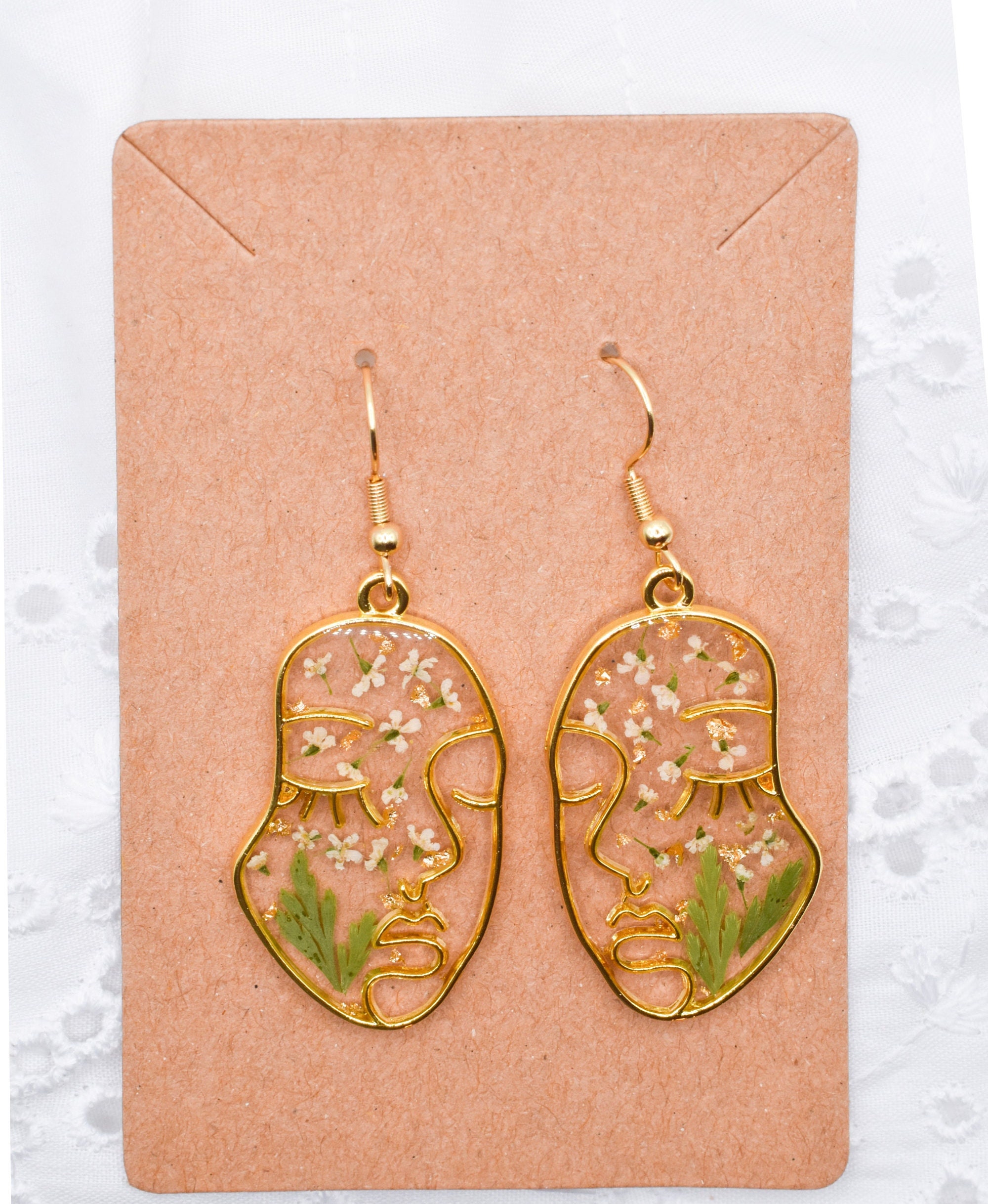 Handmade Bohemian Resin Face Earrings, Modern Abstract Face Earrings ...