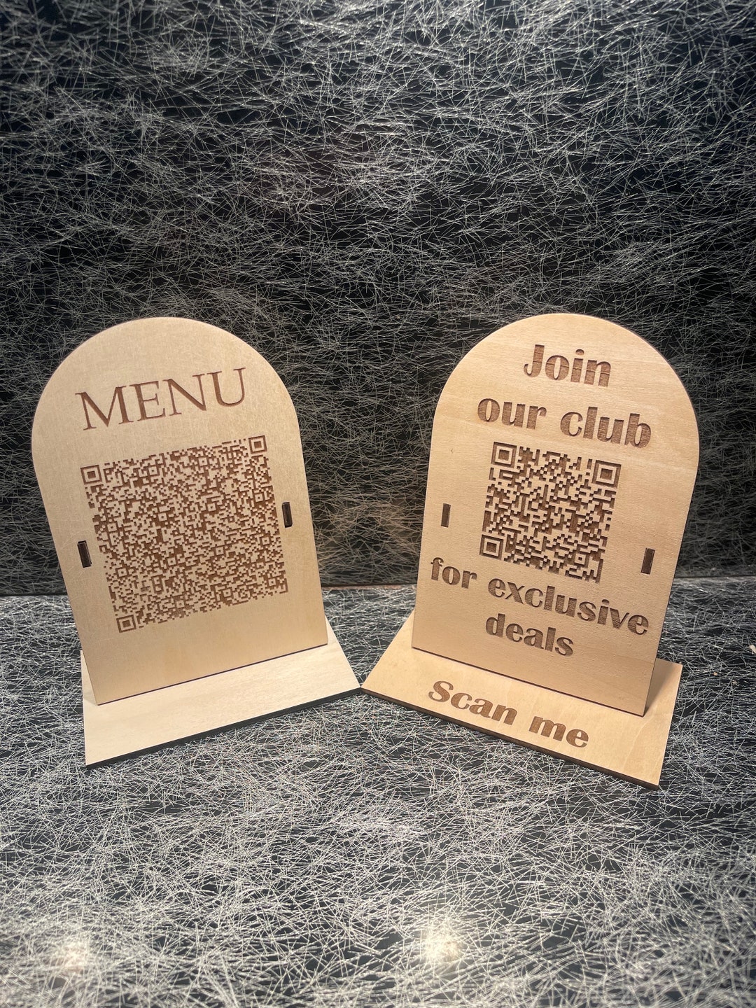 Wooden Stand QR Code Wth Text or Number - Etsy