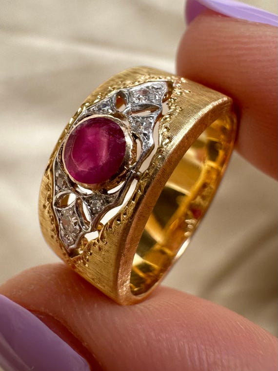 Buccellati Estate 18k Burma No Heat Ruby and Diamond … - Gem
