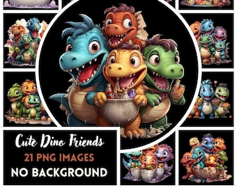 Cute Dinosaur Friends Digital Clipart Set - Etsy