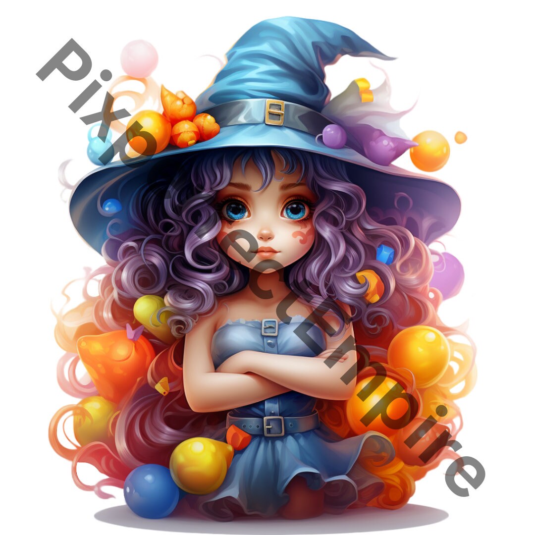 Watercolor Candy Witch Clipart: 20 PNG Fantasy Images (instant Download ...