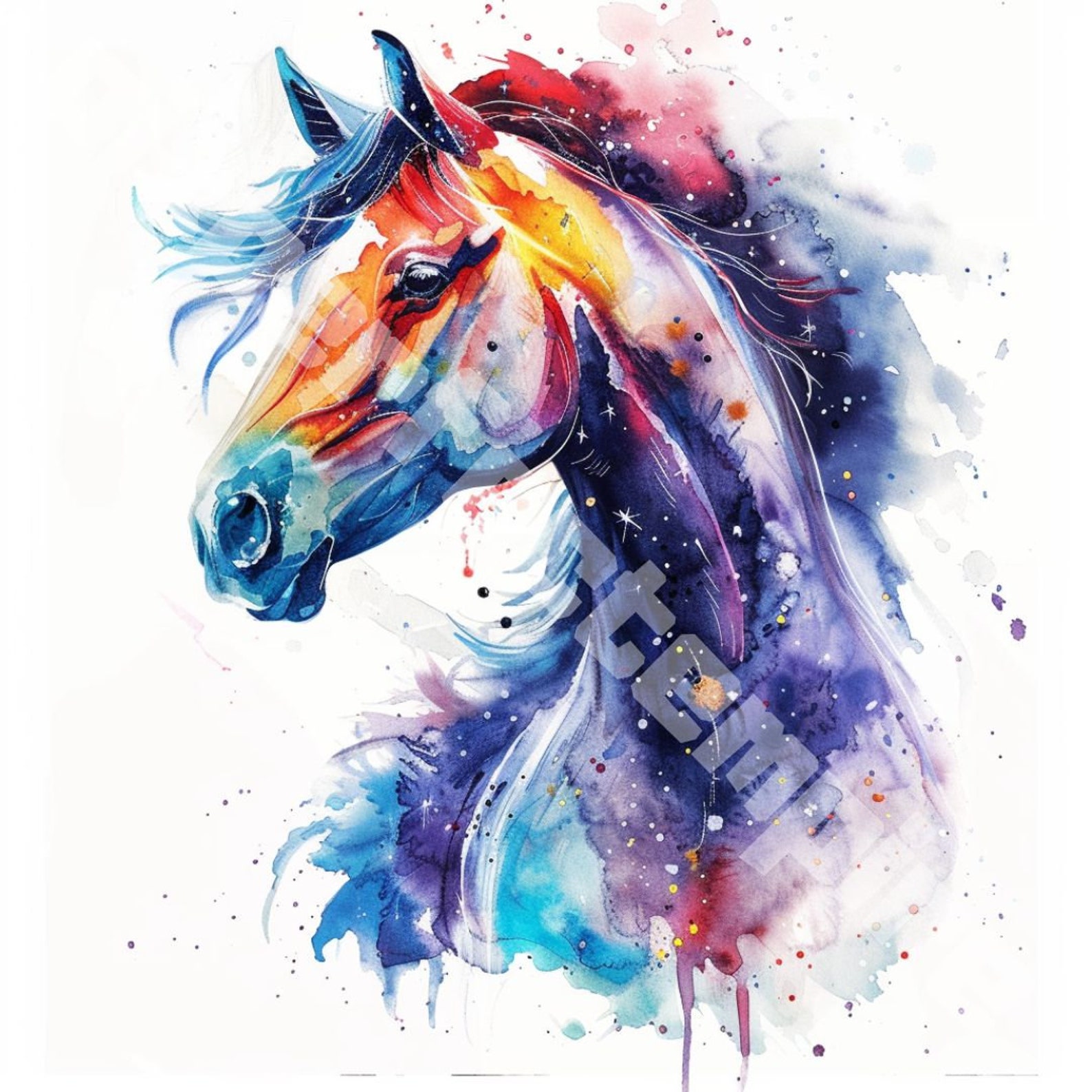 Watercolor Rainbow Horse Clipart, Colorful Horse Illustrations, Rainbow ...