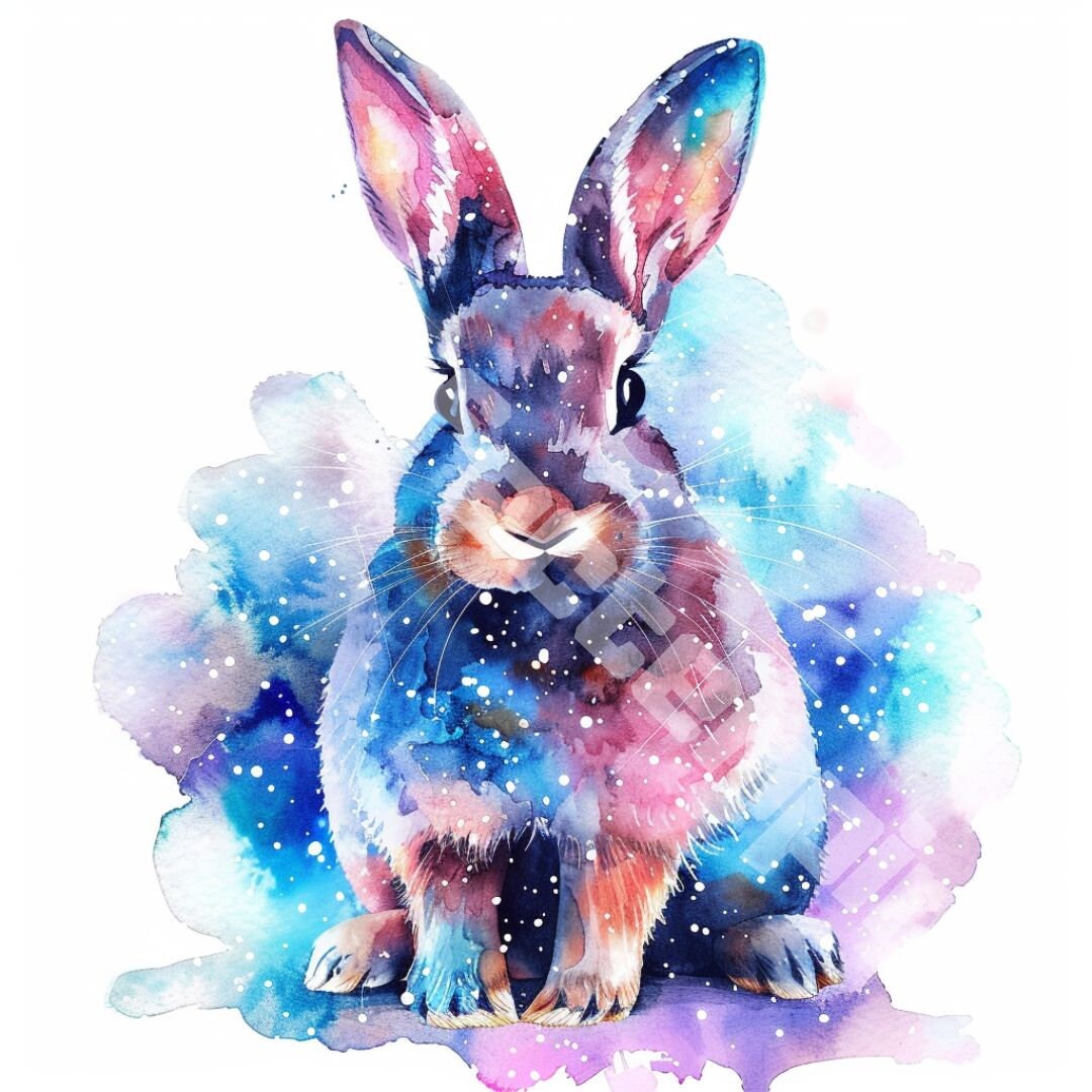Watercolor Rainbow Bunny Clipart, Colorful Bunny Illustrations, Rainbow ...