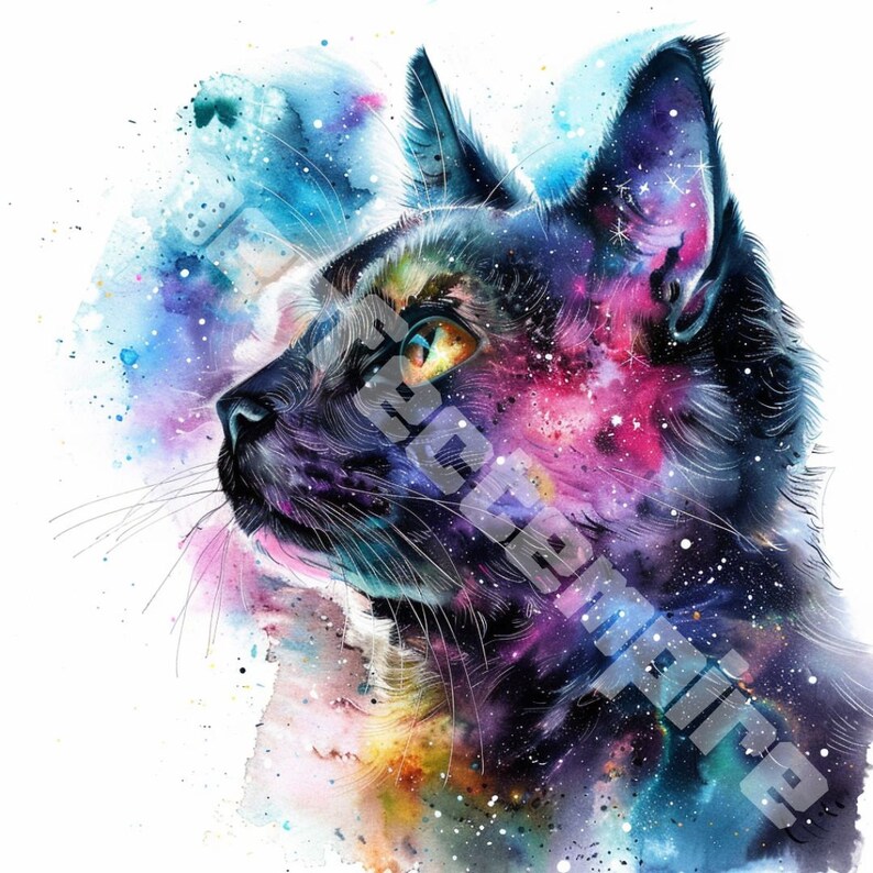 Watercolor Rainbow Cat Clipart, Colorful Cat Illustrations, Rainbow ...