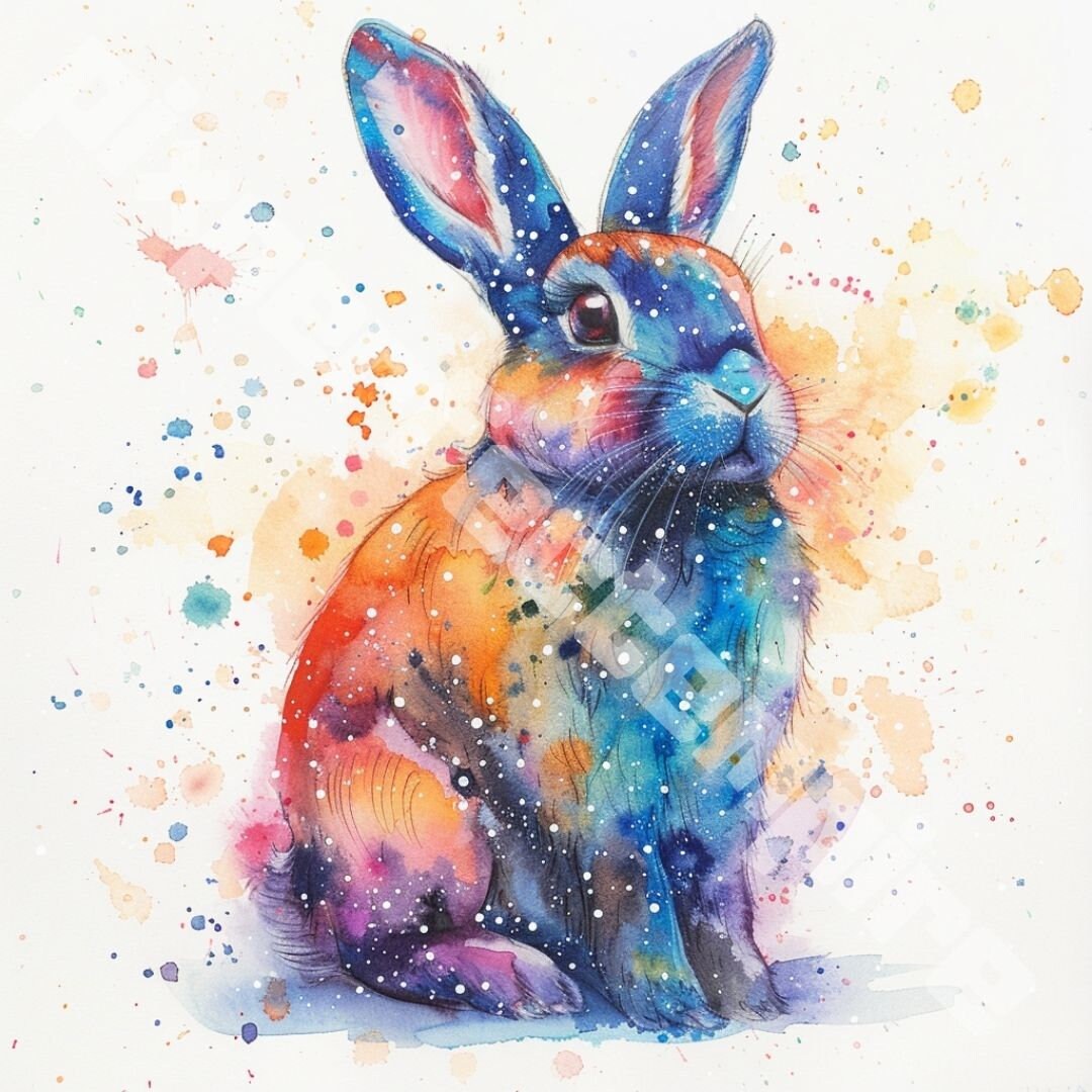 Watercolor Rainbow Bunny Clipart, Colorful Bunny Illustrations, Rainbow ...