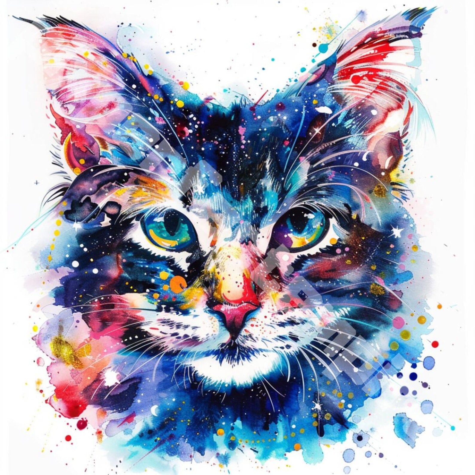 Watercolor Rainbow Cat Clipart, Colorful Cat Illustrations, Rainbow ...