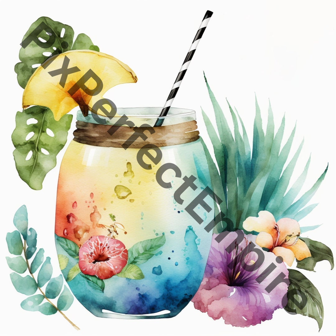 Tropical Cocktail Clipart: Summer Fruit Drinks (PNG Digital Clipart) - Etsy