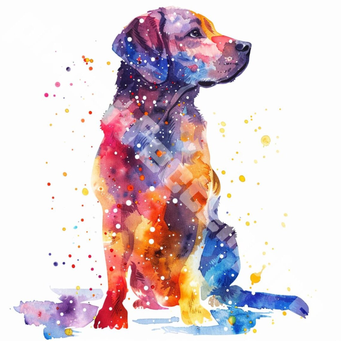 Watercolor Rainbow Dog Clipart, Colorful Dog Illustrations, Rainbow ...
