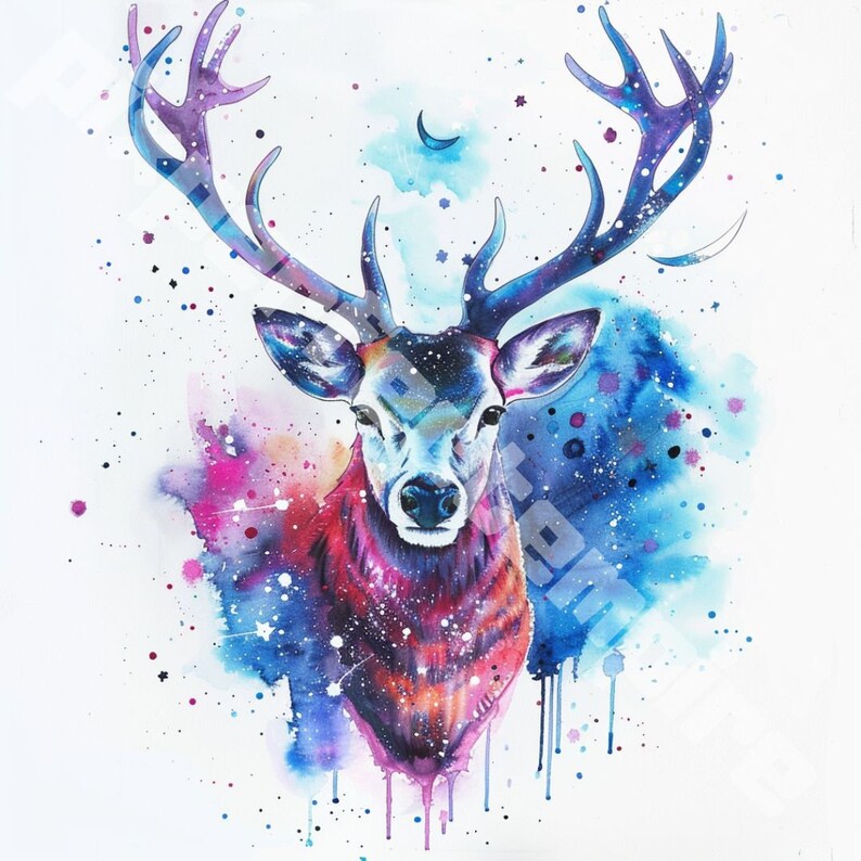 Watercolor Rainbow Deer Clipart, Colorful Deer Illustrations, Rainbow ...