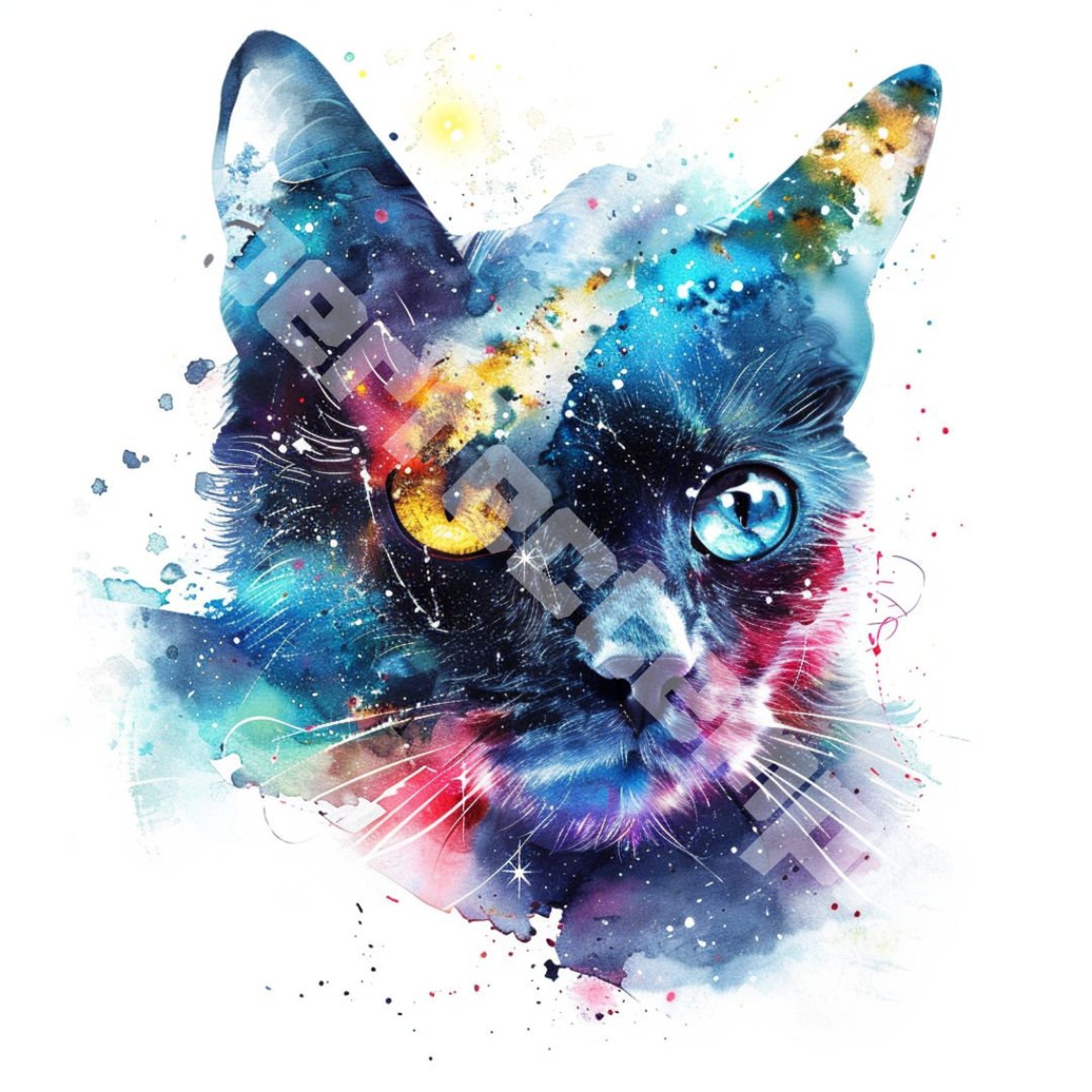 Watercolor Rainbow Cat Clipart: Colorful PNG Graphics (21 Files) - Etsy