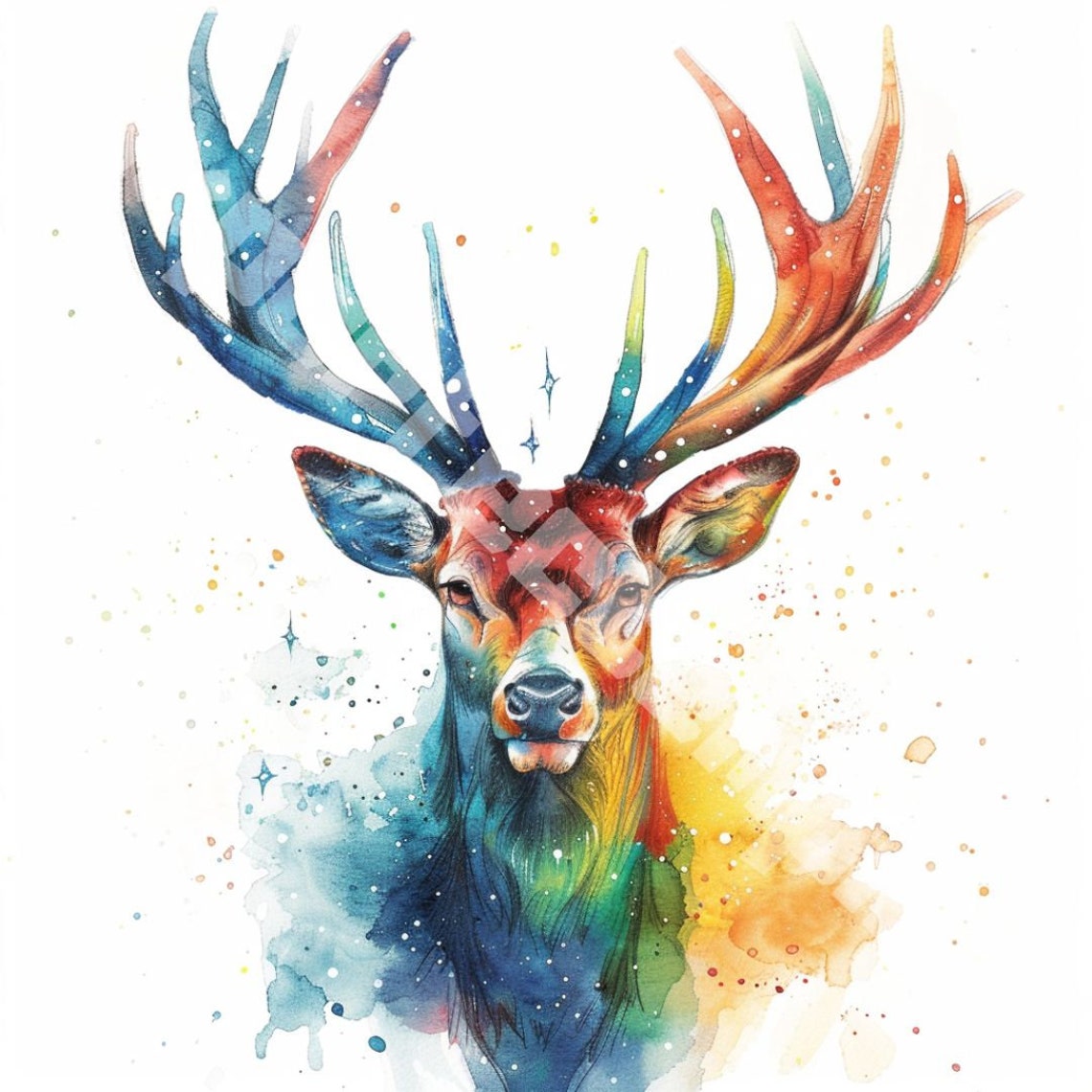 Watercolor Rainbow Deer Clipart, Colorful Deer Illustrations, Rainbow ...