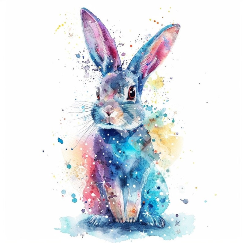 Watercolor Rainbow Bunny Clipart, Colorful Bunny Illustrations, Rainbow ...