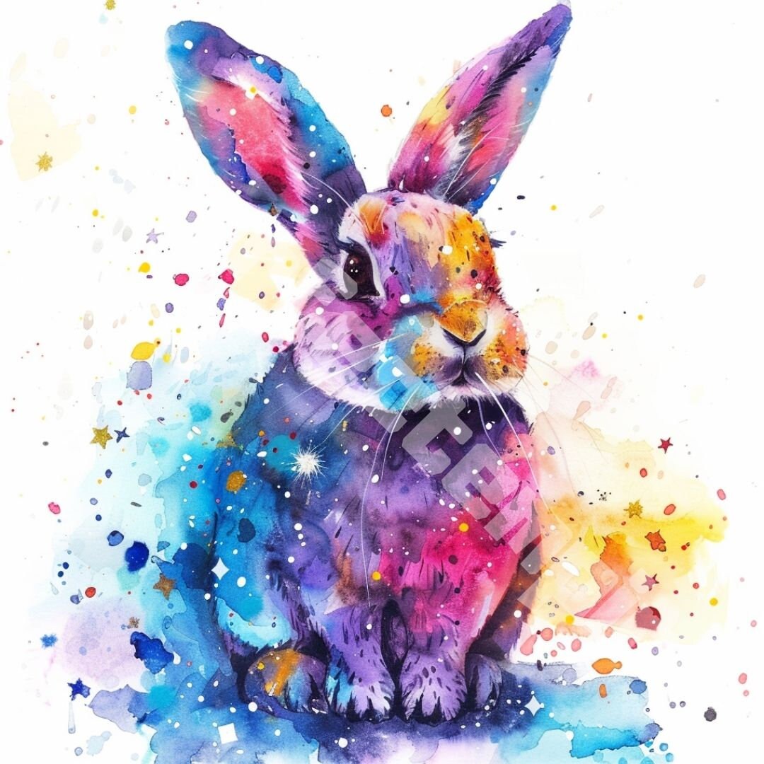 Watercolor Rainbow Bunny Clipart, Colorful Bunny Illustrations, Rainbow ...