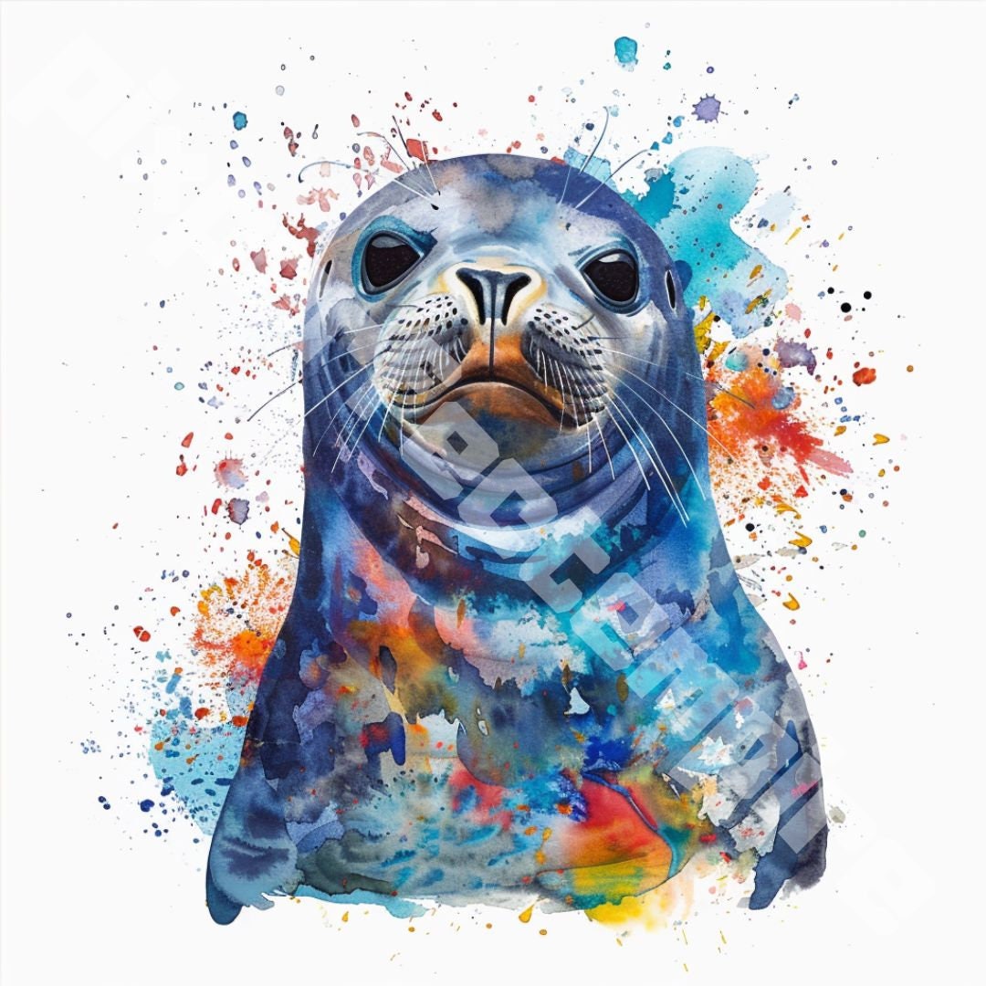 Watercolor Rainbow Seal Clipart, Colorful Seal Illustrations, Rainbow ...