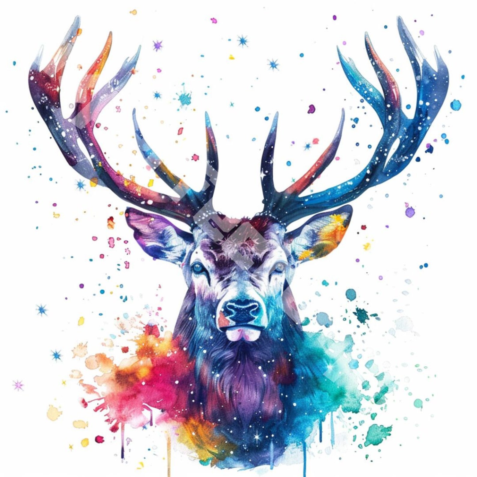 Watercolor Rainbow Deer Clipart, Colorful Deer Illustrations, Rainbow ...