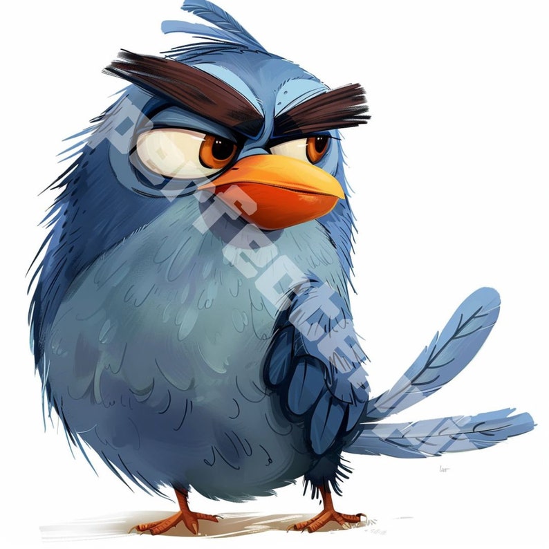 Grumpy Bird Clipart Bundle, Funny Cute Cartoon Bird Png Bundle ...