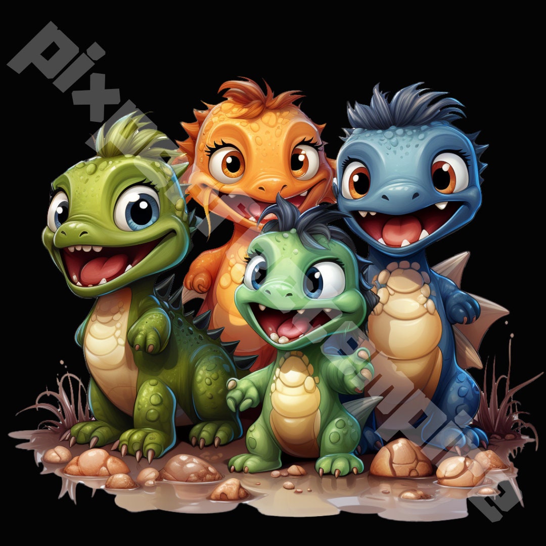 Cute Dinosaur Friends Digital Clipart Set, PNG, Instant Download - Etsy ...