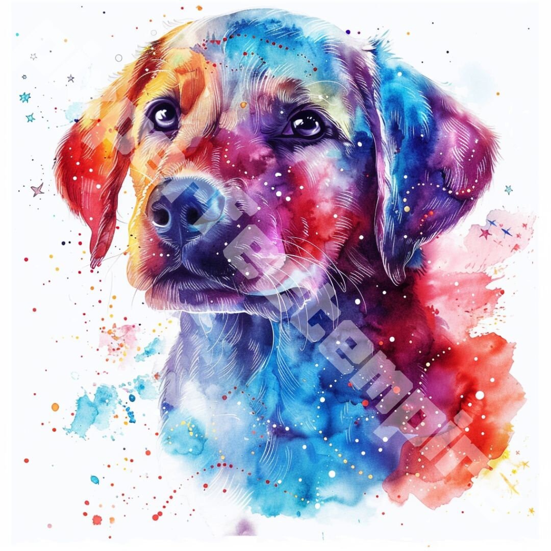 Watercolor Rainbow Dog Clipart, Colorful Dog Illustrations, Rainbow ...